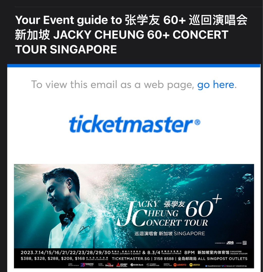 Jacky Cheung Singapore Concert Ticket, Tickets & Vouchers, Event Tickets on Carousell