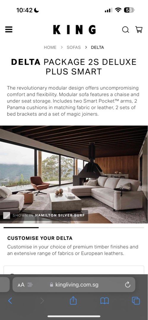 King Living Delta Modular L-Shaped Sofa with Storage, Furniture & Home ...