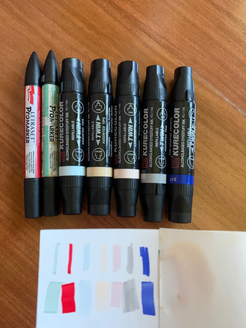 Kuretake ZIG Kurekolor Twin Markers, Winsor & Newton Promarkers Drawing ...