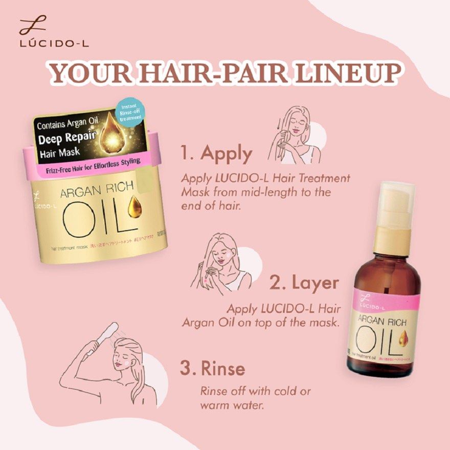 Lucido-L Argan Rich Oil Hair Treatment Mask 220g, Beauty & Personal ...