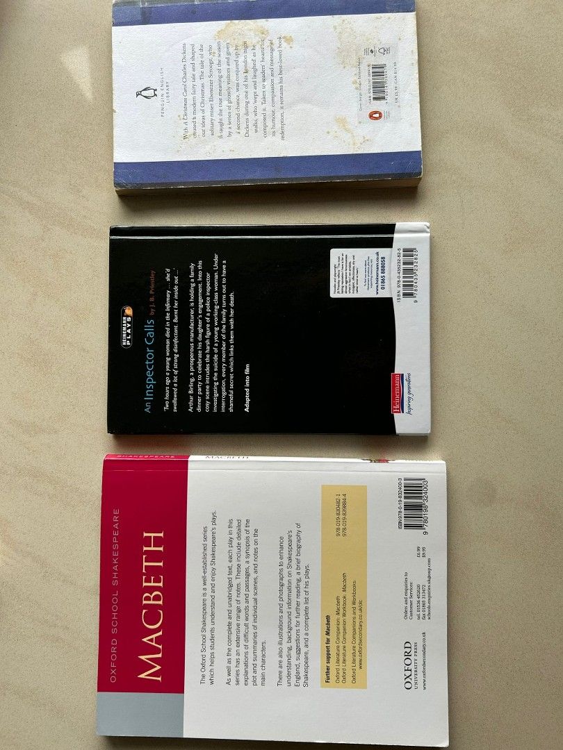 Macbeth, An Inspector Calls, and A Christmas Carol, 興趣及遊戲, 書本 & 文具, 教科書 - Carousell