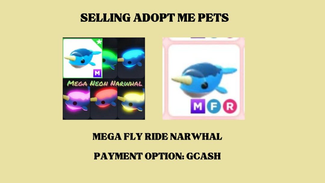MEGA FLY RIDE NARWHAL ADOPT ME, Video Gaming, Gaming Accessories, In ...