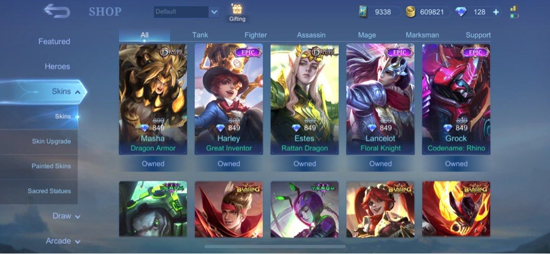Mobile Legend -319 SKINS- -LING COLLECTOR- -ALU LEGEND-, Video Gaming ...