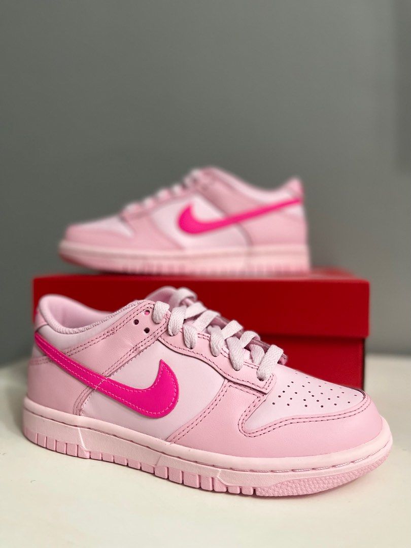 Nike Dunk Low Triple Pink, Women's Fashion, Footwear, Sneakers on Carousell
