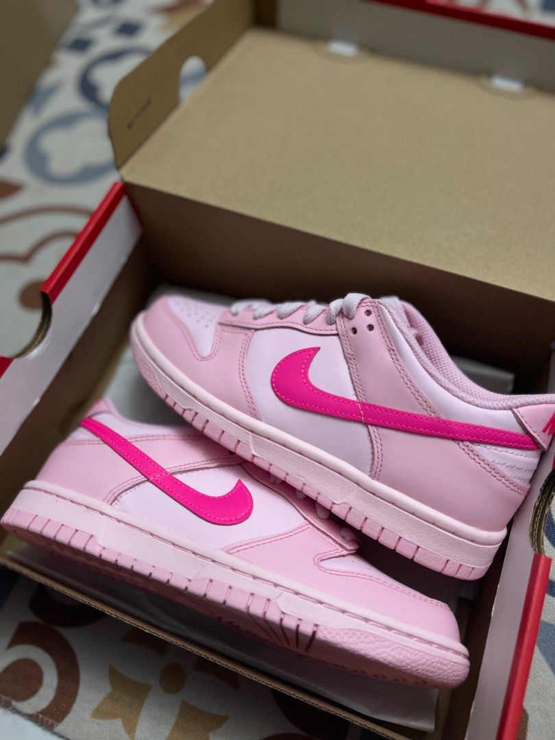 Nike Dunk Low Triple Pink, Women's Fashion, Footwear, Sneakers on Carousell
