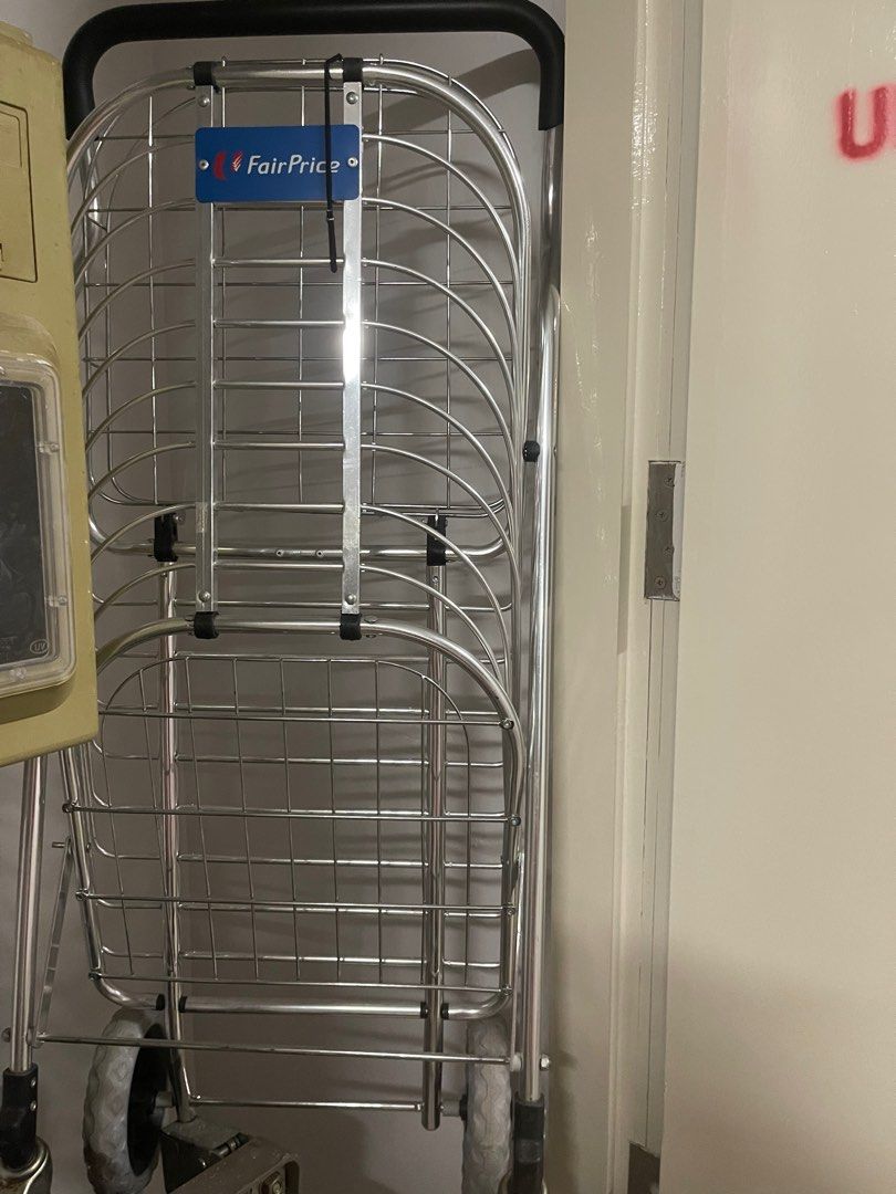 Ntuc metal trolley grocery trolley, Furniture & Home Living, Home ...