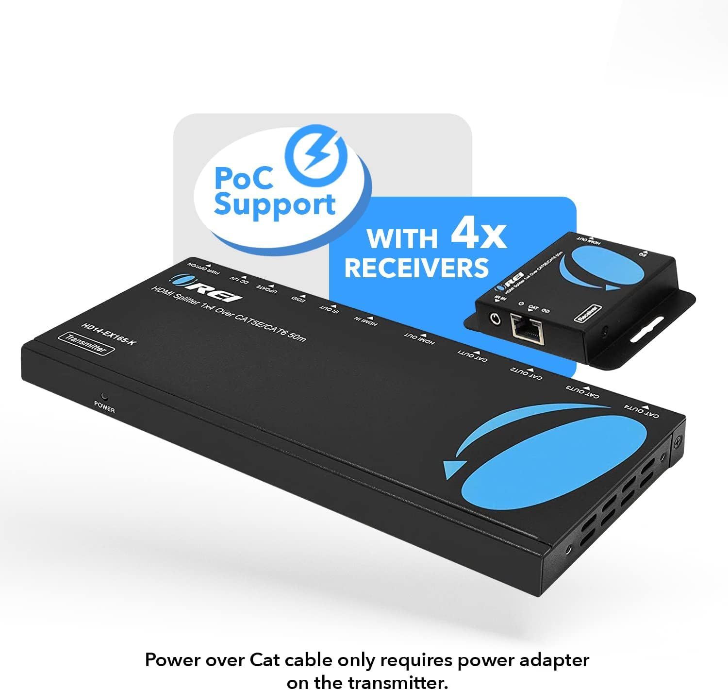 OREI 1x4 HDMI Extender Splitter Multiple Over Single Cable CAT6/7 1080P ...