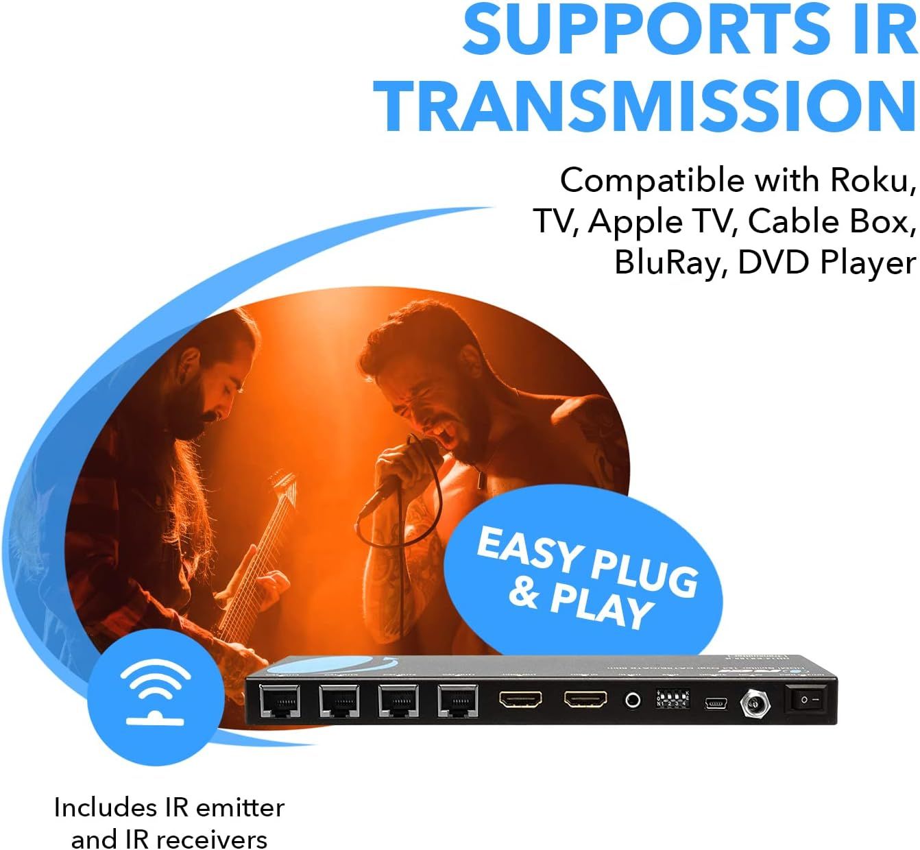 OREI 1x4 HDMI Extender Splitter Multiple Over Single Cable CAT6/7 1080P ...