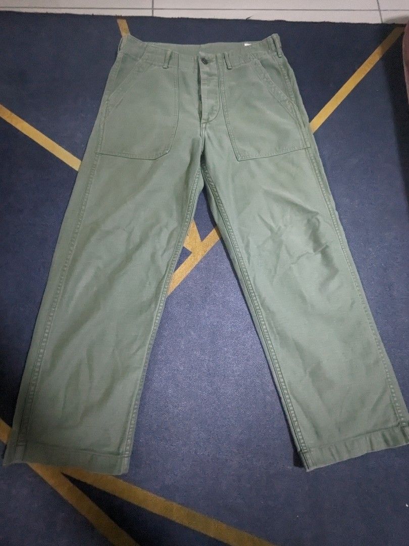 Orslow Japan Olive Sateen Pants, Men's Fashion, Bottoms, Trousers on ...