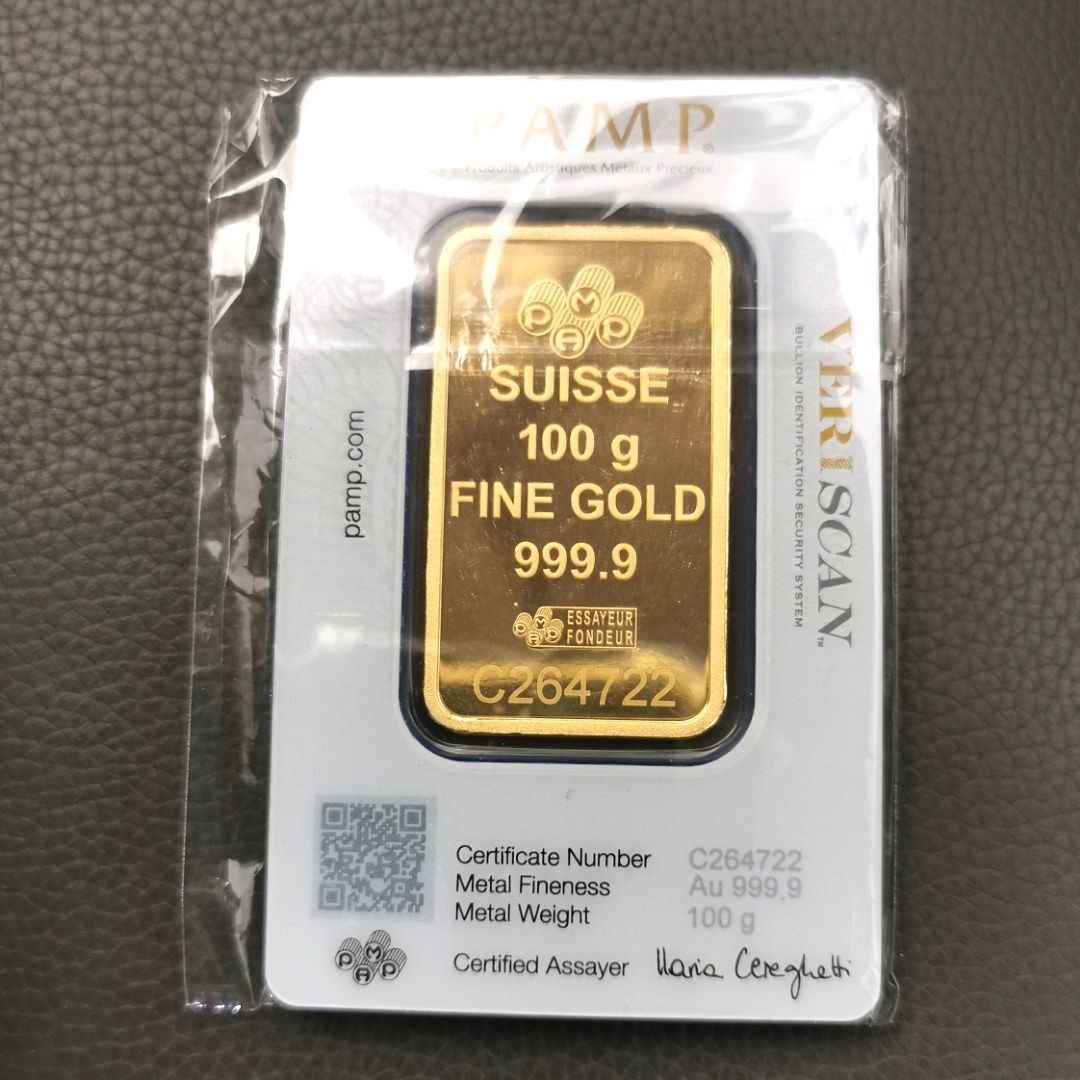 Pamp Suisse 100g 999.9 Gold Bar with Cert (1 pc), Men's Fashion ...