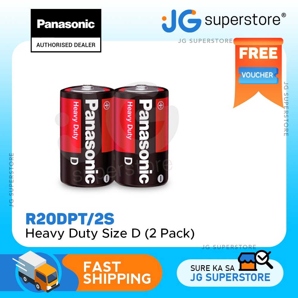 Panasonic Size D 1.5V Heavy Duty Battery (Red) (2 Pack) | R20DPT | JG ...