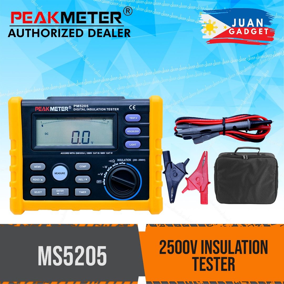 PeakMeter MS5205 Analog and Digital 2500V Insulation Resistance Tester ...