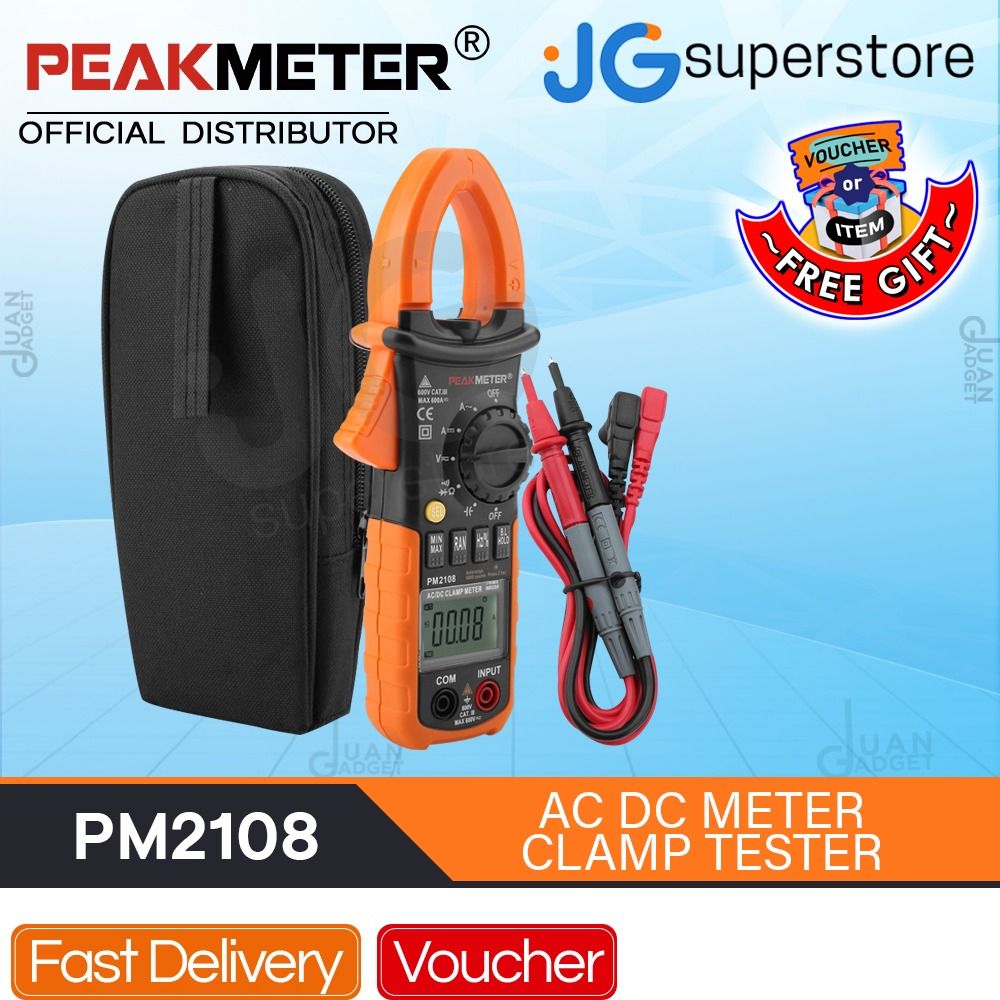 Peakmeter PM2108 CLAMP 6600 counts AC DC Mini Digital Clamp True RMS IN ...