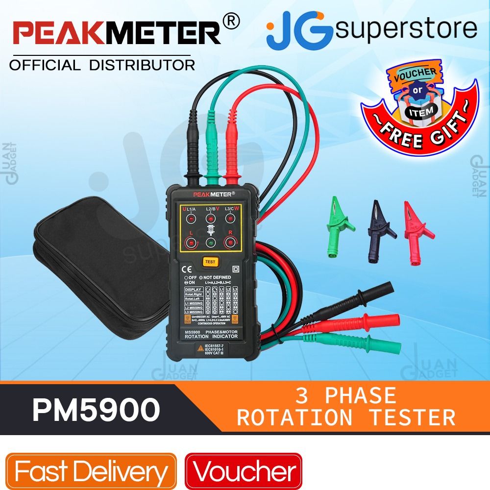 PeakMeter PM5900 Tri-Motor Rotation Indicator Meter Sequence Tester ...