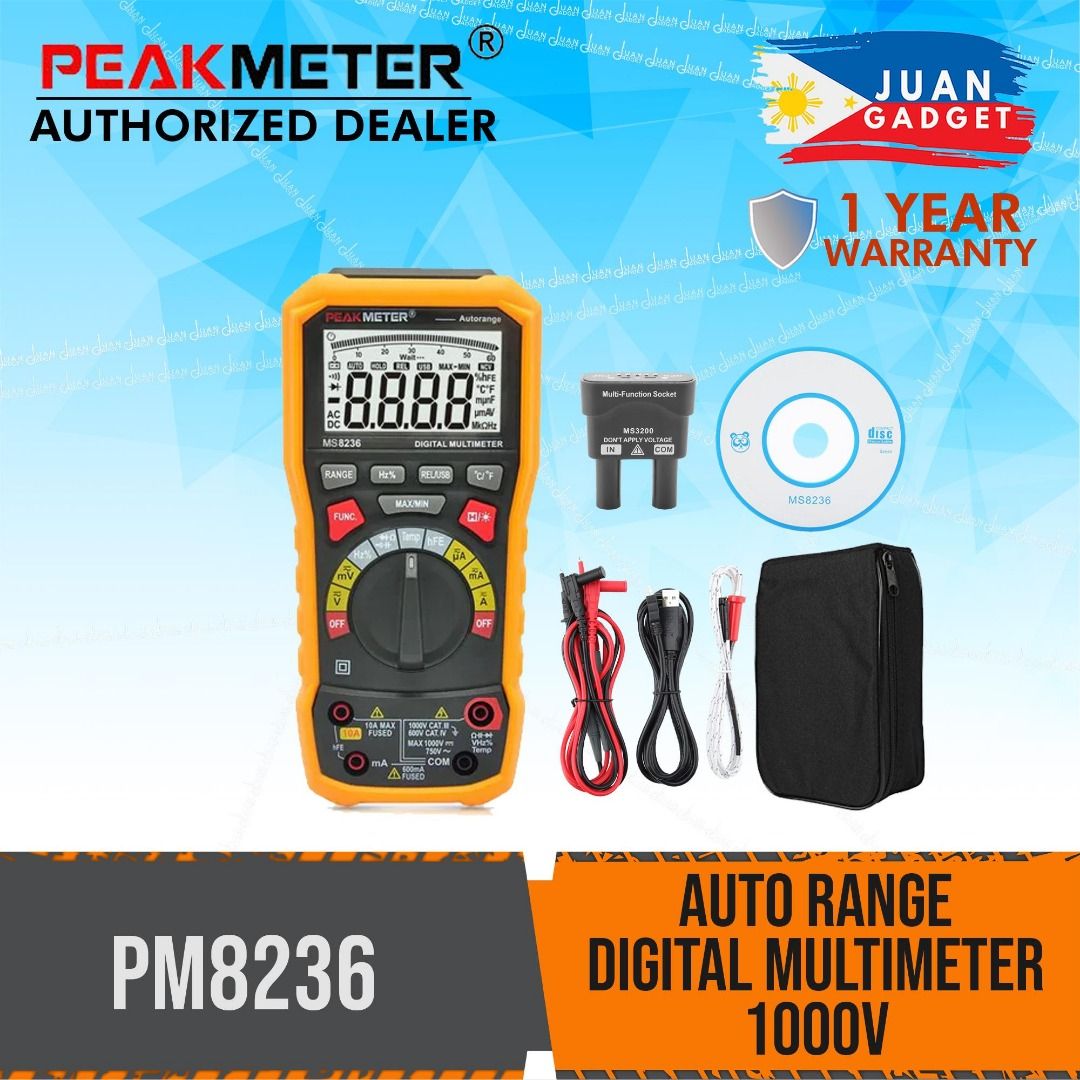 PeakMeter PM8236 Auto manual Range Digital Multimeter with TRMS 1000V ...