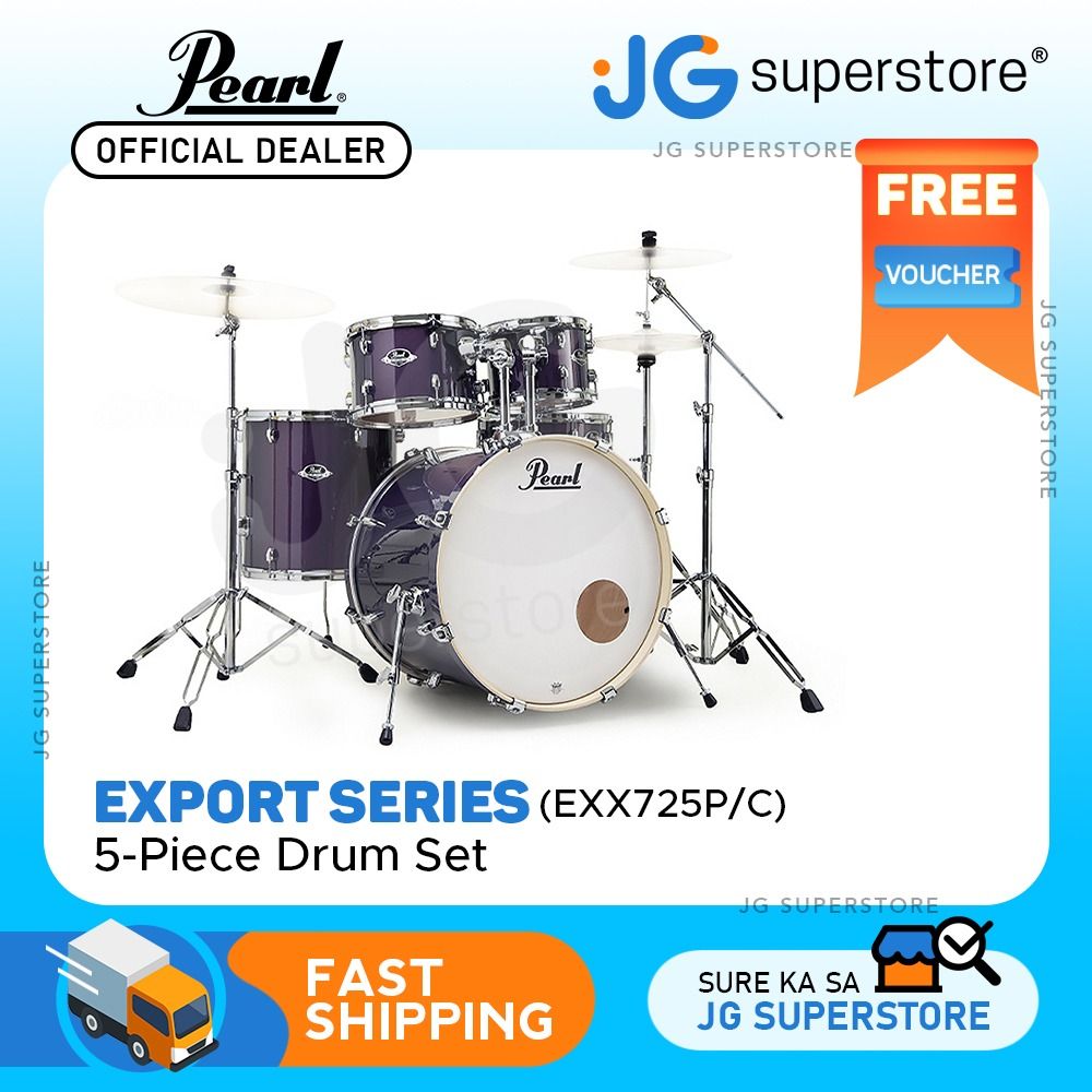 Pearl EXX725P/C Export 5-Piece Mahogany Shell Drum Set with Opti-Loc ...