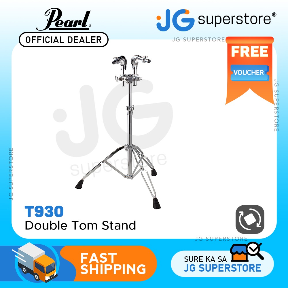 Pearl T930 Double Tom Stand with 2 Holders, Dual Braced Tripod Legs ...