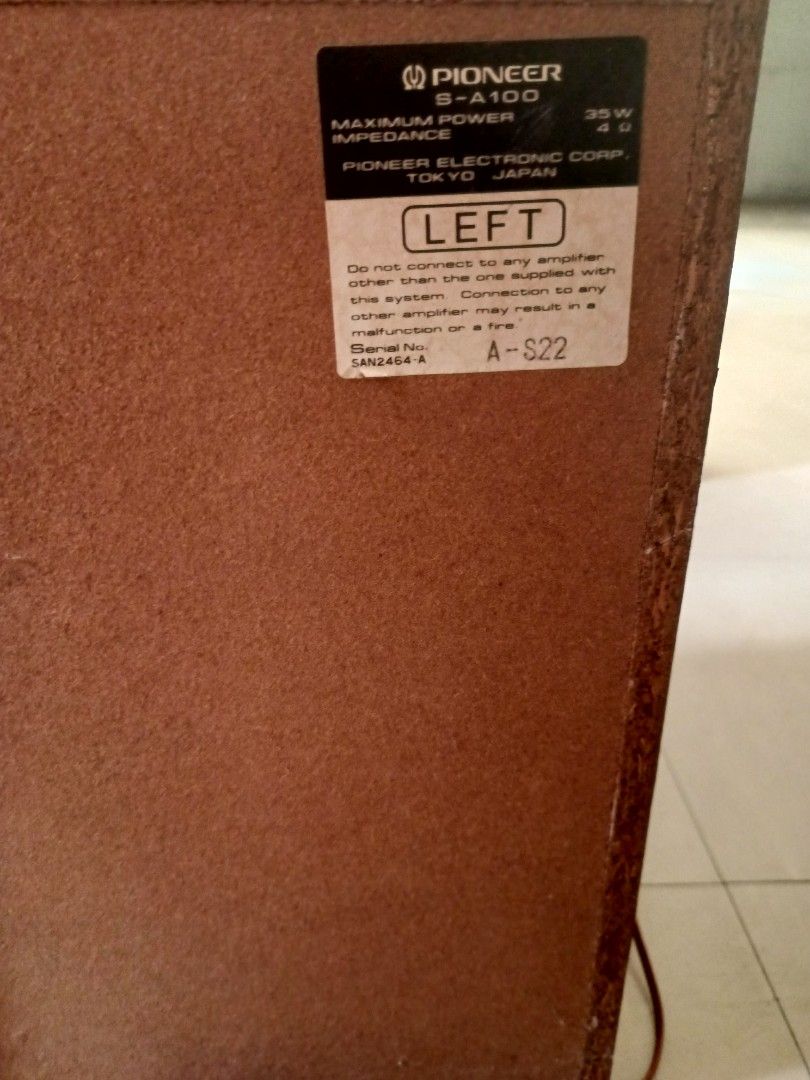 Pioneer Bass Reflex Wide Range Speaker System, Audio, Soundbars ...