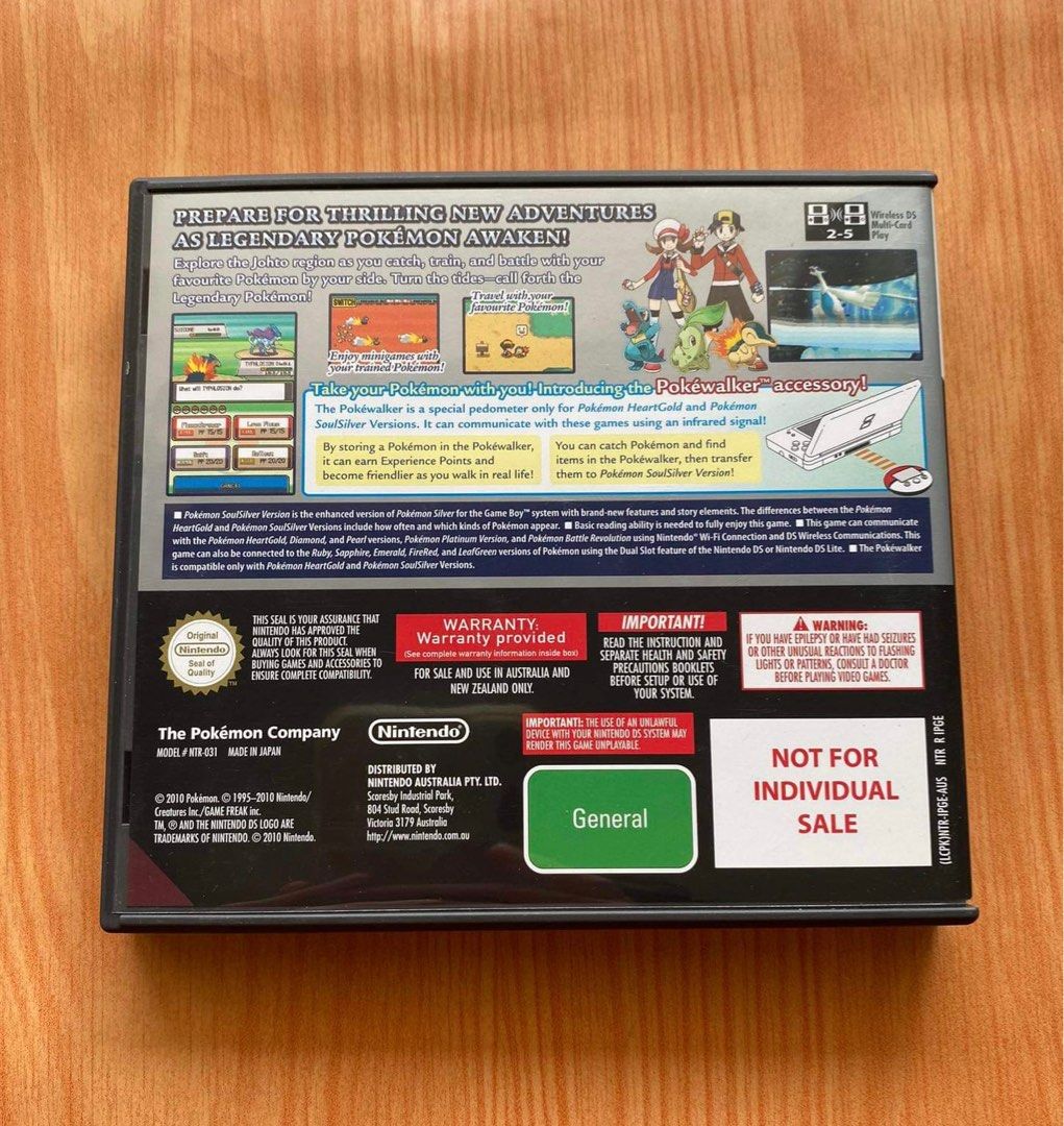 Pokemon Soulsilver w/o Pokewalker AUS DS/2DS/3DS, Video Gaming, Video ...