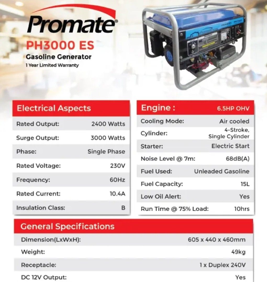 Promate PH3000 Gas Engine Generator, Commercial & Industrial ...