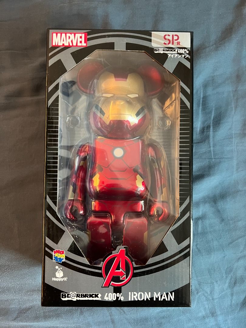 RARE Marvel Lottery Happy Kuji Bearbrick 400% Iron-Man and Spider-Man ...