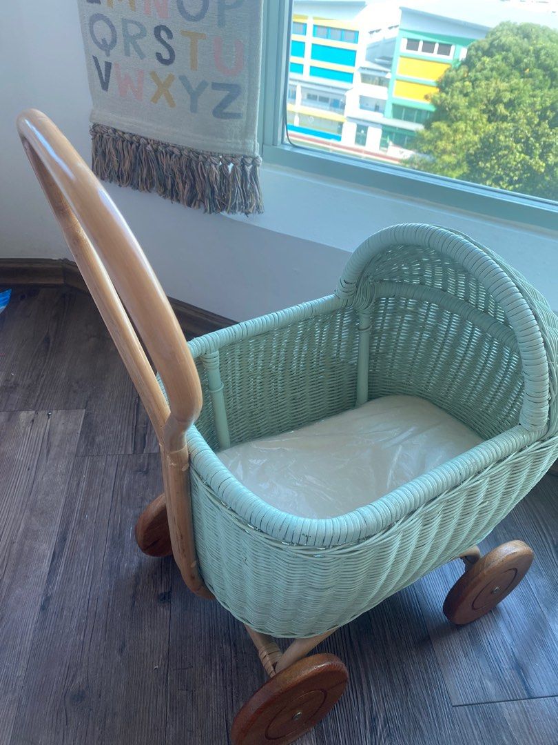 Rattan Pastel Green pram and rocking peacock from Momiji, Babies & Kids ...