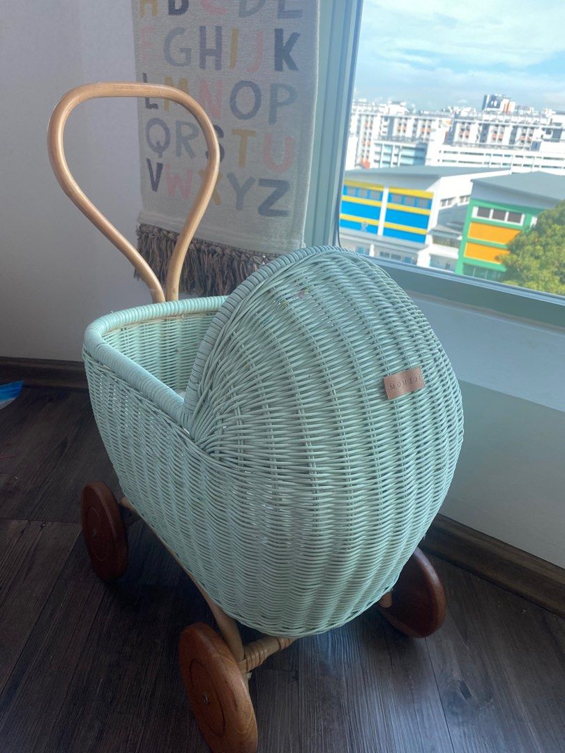 Rattan Pastel Green pram and rocking peacock from Momiji, Babies & Kids ...