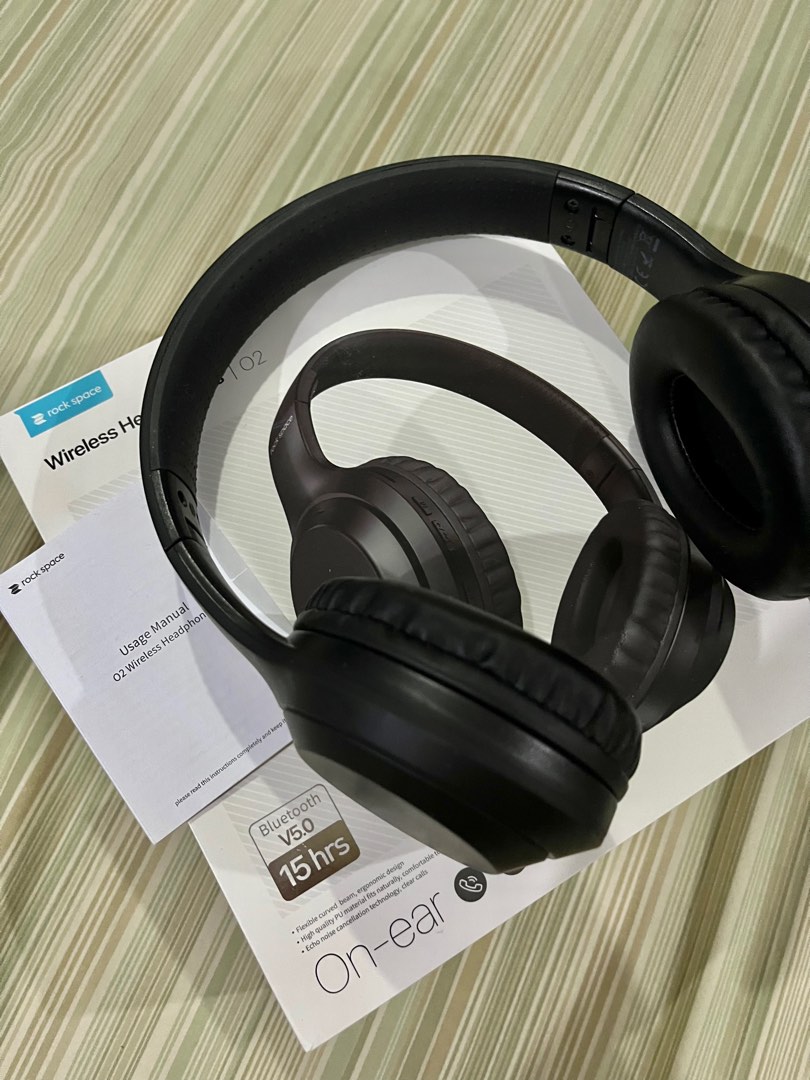 Rockspace Wireless Headphones in Black color on Carousell