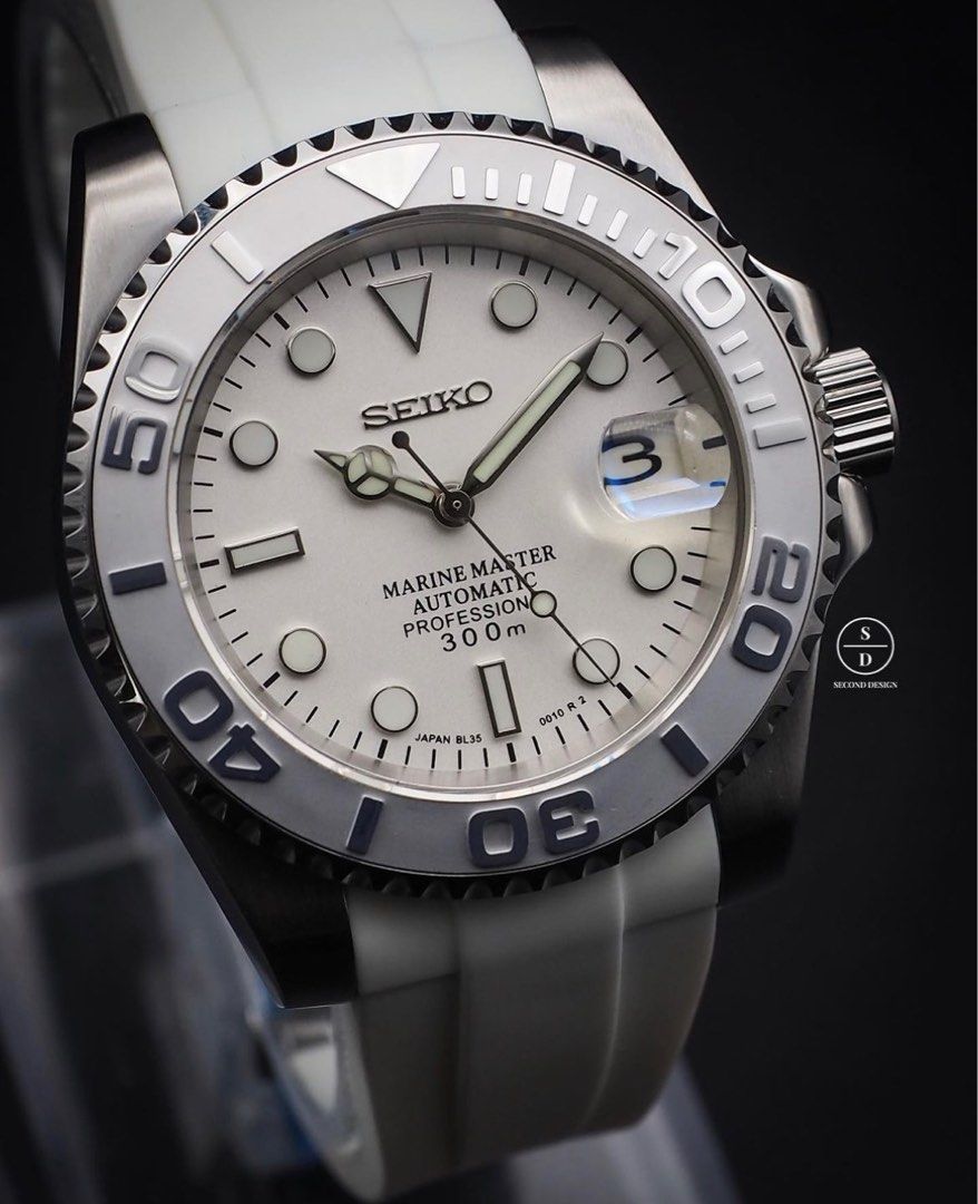 SEIKO MOD ALL WHITE SILVER YACHT 40MM, Women's Fashion, Watches ...