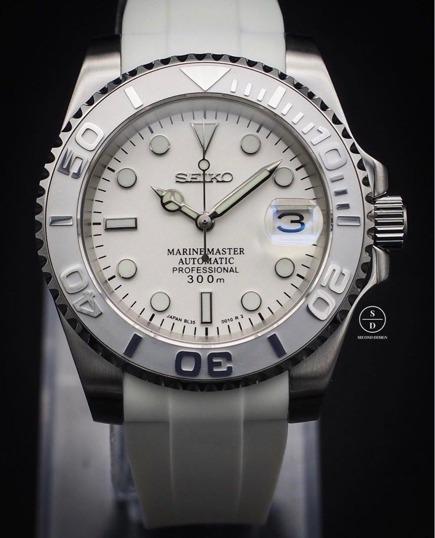 SEIKO MOD ALL WHITE SILVER YACHT 40MM, Women's Fashion, Watches ...