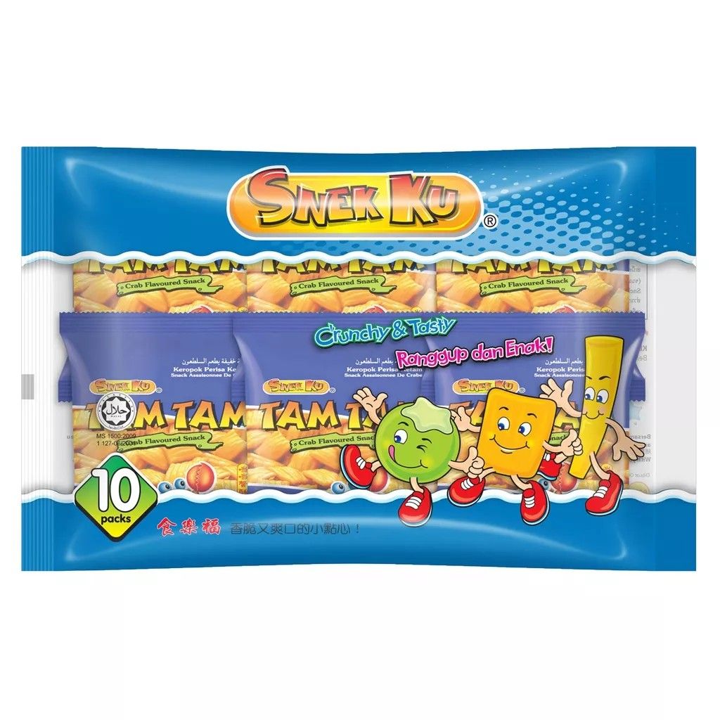 Snek ku tam tam crab flavoured crackers snack tidbits old school ...