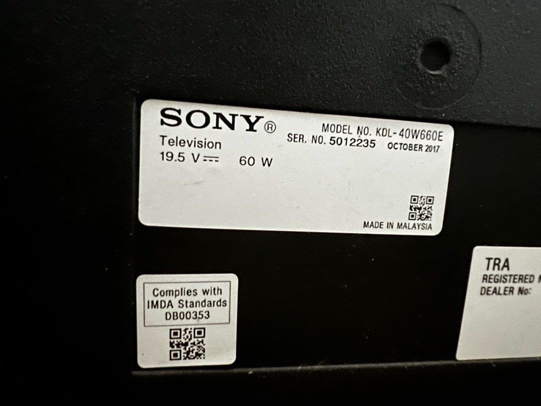 sony model no. kdl-40w660e, TV & Home Appliances, TV & Entertainment ...