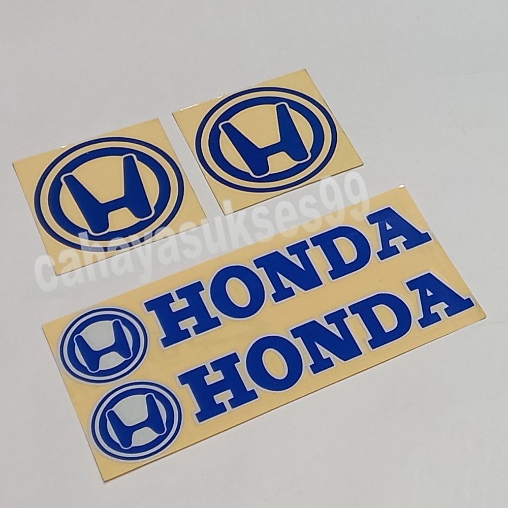 Sticker Honda Biru List Putih 20cm Stiker Logo Honda Biru Bulat 8cm ...