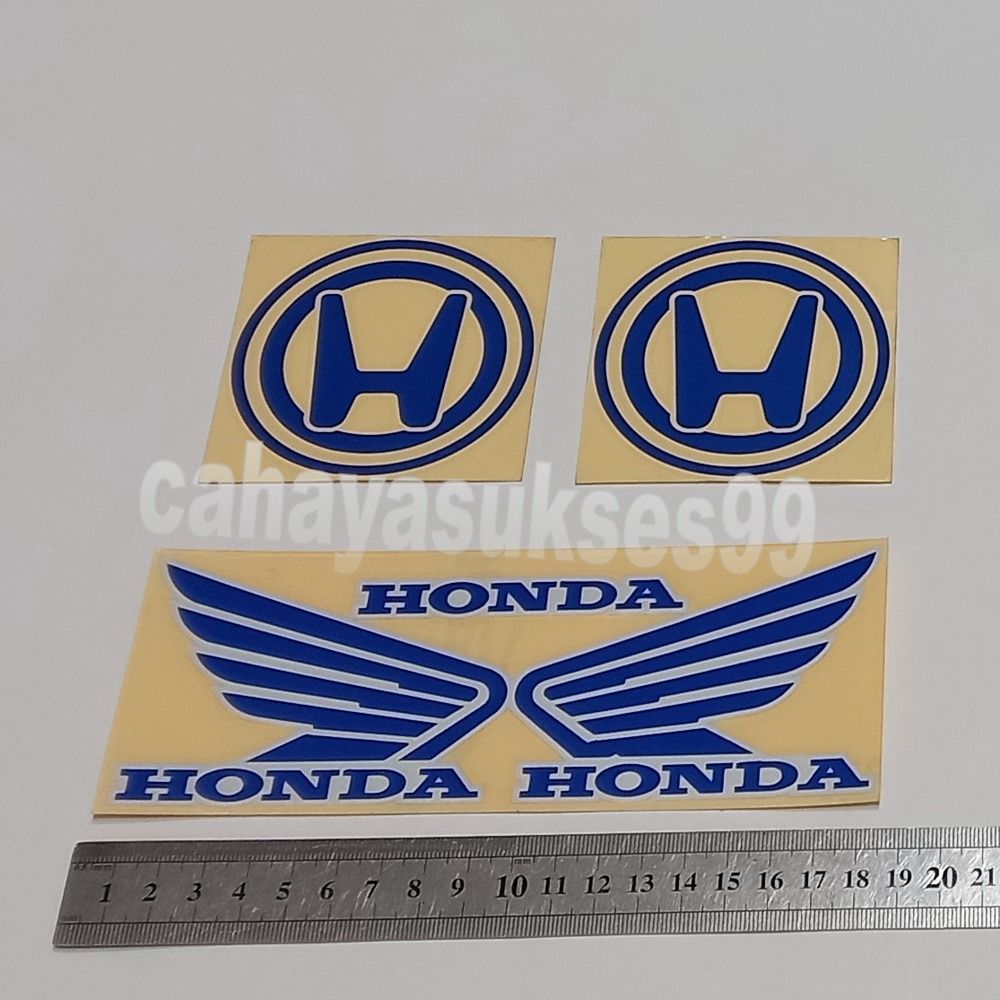 Sticker Sayap Honda Biru List Putih 18cm Stiker Logo Honda Bulat ...