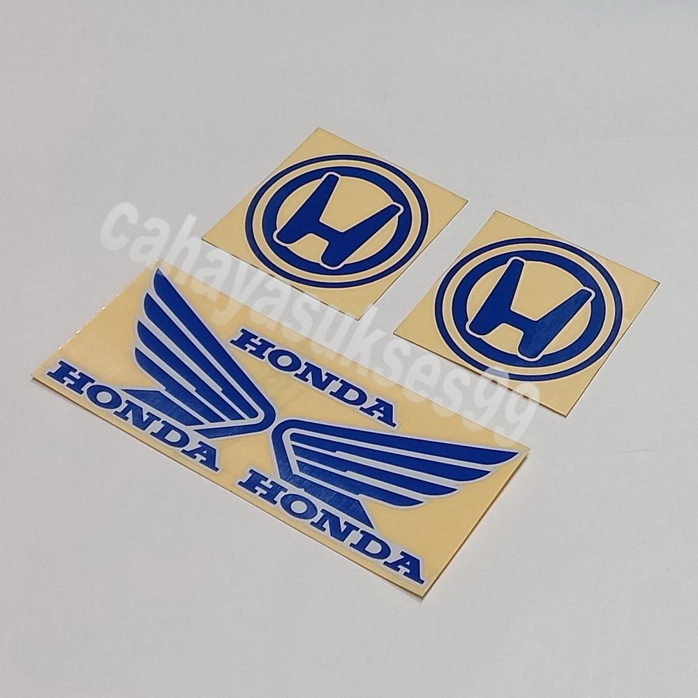 Sticker Sayap Honda Biru List Putih 18cm Stiker Logo Honda Bulat ...