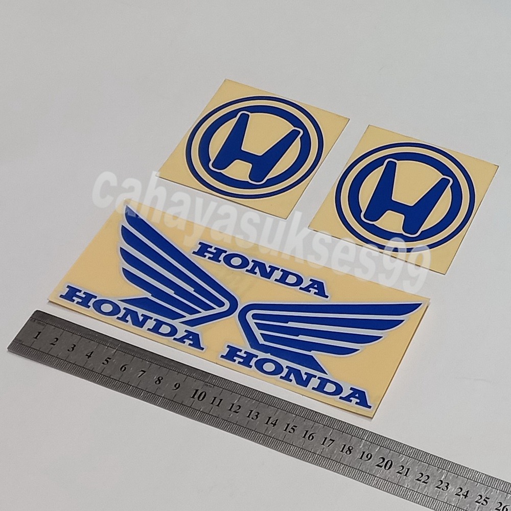 Sticker Sayap Honda Biru List Putih 18cm Stiker Logo Honda Bulat ...
