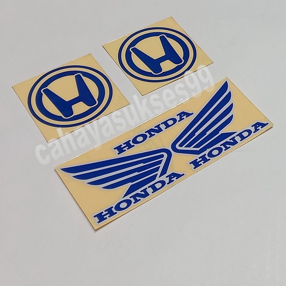 Sticker Sayap Honda Biru List Putih 18cm Stiker Logo Honda Bulat ...