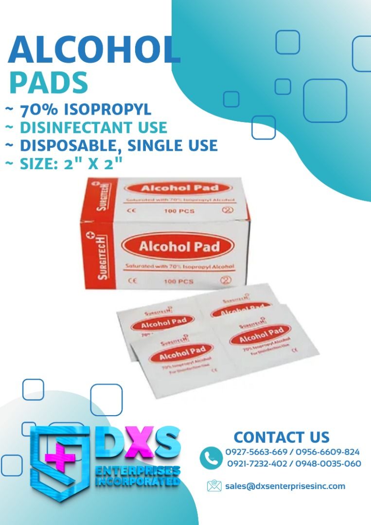 SURGITECH ALCOHOL PADS 70% ISOPROPYL, Health & Nutrition, Medical ...
