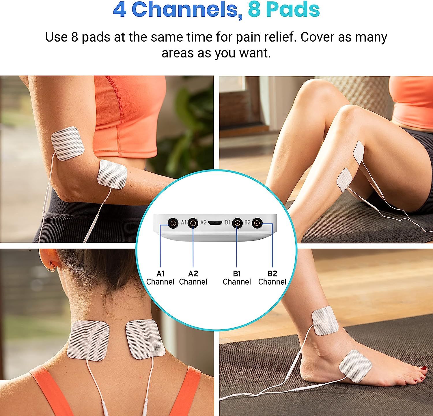 TENS Unit Muscle Stimulator for Pain Relief, 4 Channels Etekcity ...