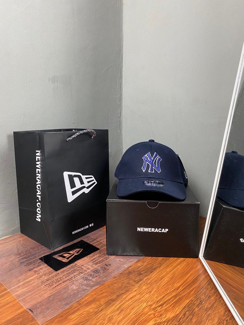 Topi Baseball MLB Caps New Era Hat Logo NY Navy list Putih, Fesyen Pria ...