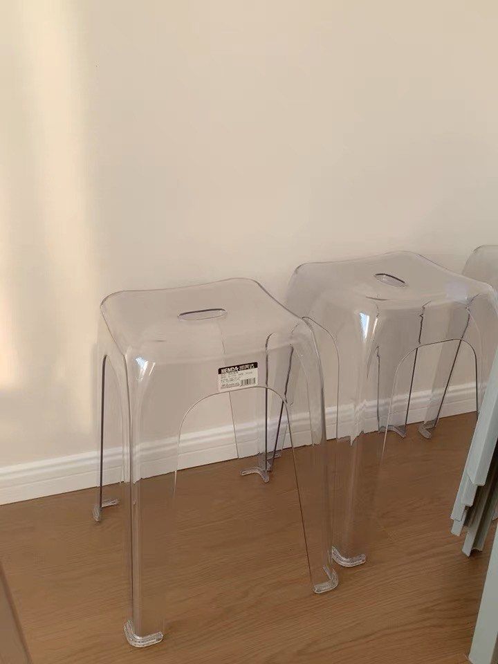 Transparent square plastic stool, Furniture & Home Living, Furniture ...