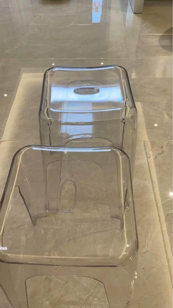 Transparent square plastic stool, Furniture & Home Living, Furniture ...