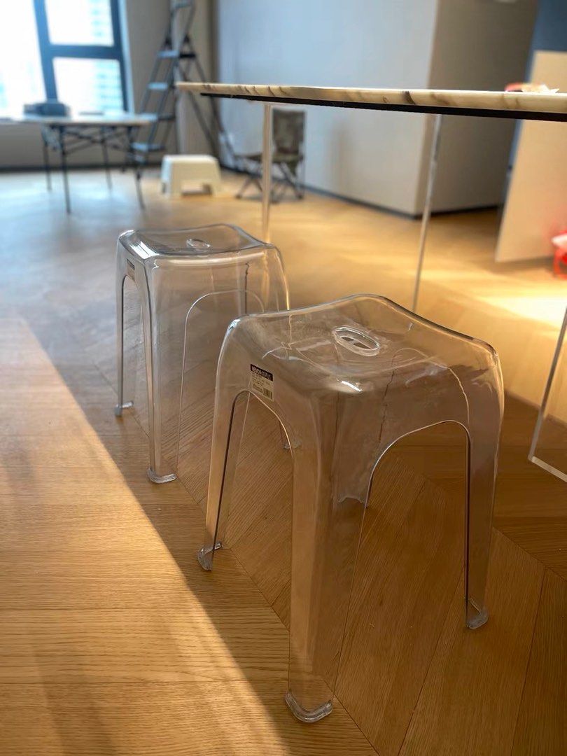 Transparent square plastic stool, Furniture & Home Living, Furniture ...