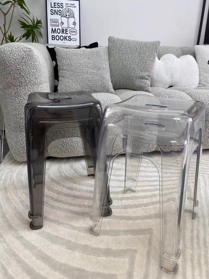 Transparent square plastic stool, Furniture & Home Living, Furniture ...