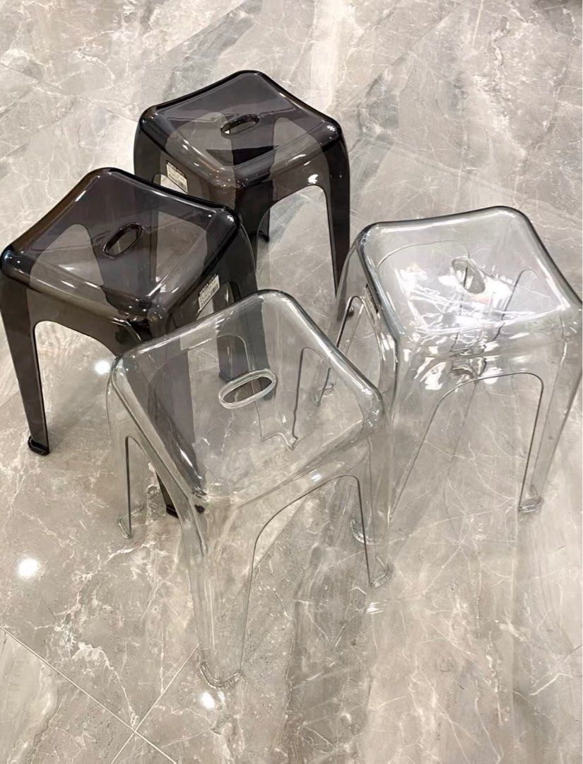 Transparent square plastic stool, Furniture & Home Living, Furniture ...