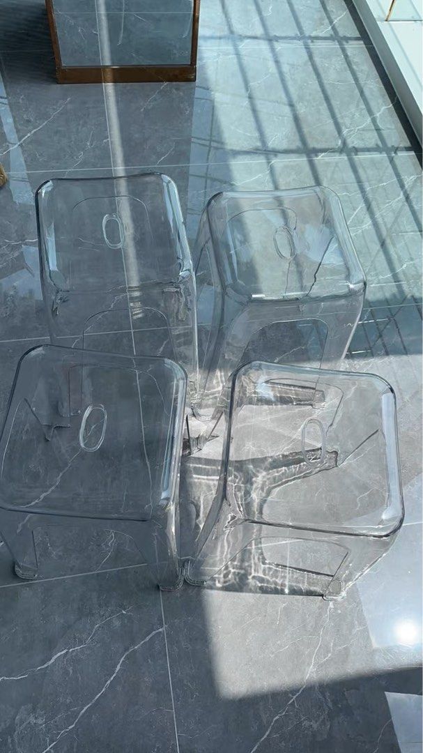 Transparent square plastic stool, Furniture & Home Living, Furniture ...