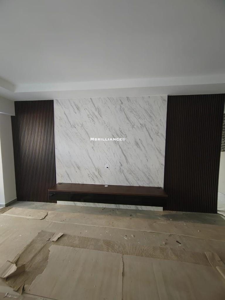 Tv console feature wall full height fluted panels, Furniture & Home ...