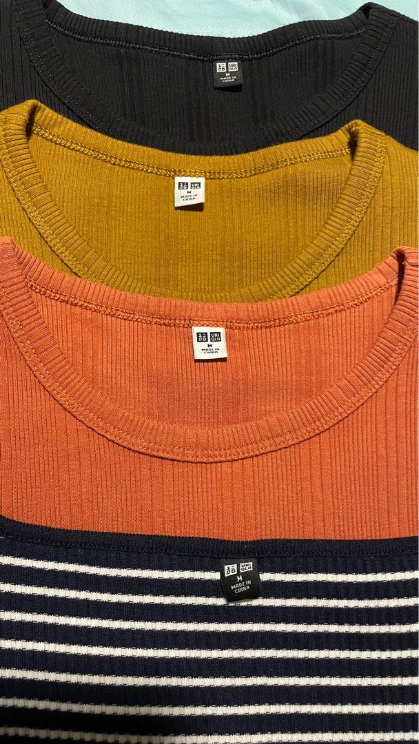 Uniqlo Ribbed Top ($8 each), Women's Fashion, Tops, Shirts on Carousell