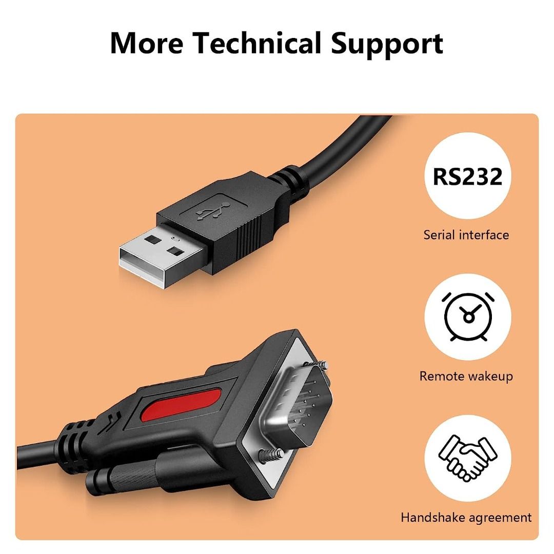 USB to RS232 Serial Cable, USB to RS-232 Male (9-Pin) DB9 Serial Cable ...