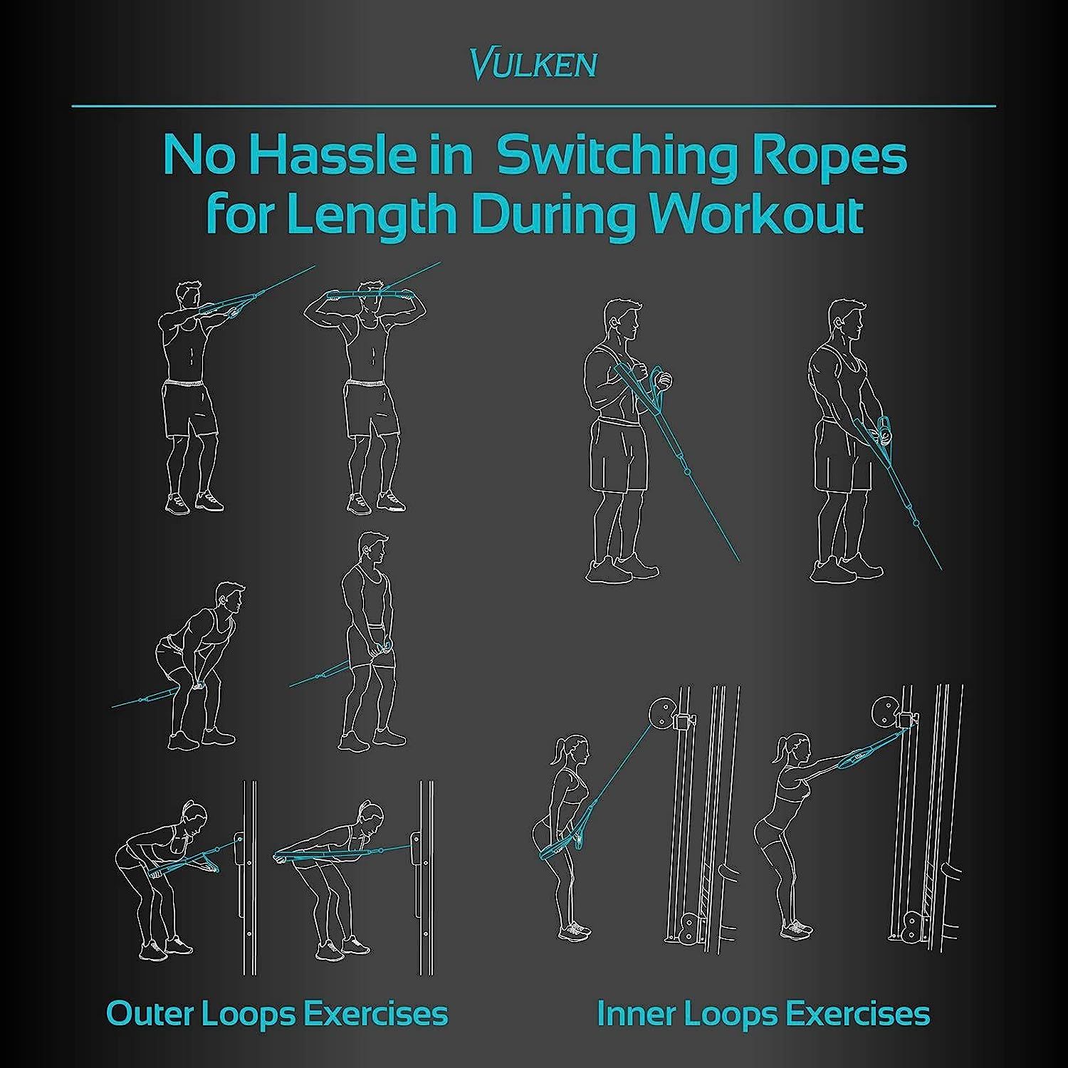 Vulken Tricep Rope Cable Attachment. 24 Inch & 17 Inch Two Lengths ...